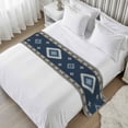 Bed Runner Blue Tribal Geometric Bedding Scarves Soft Decorative Bed ...