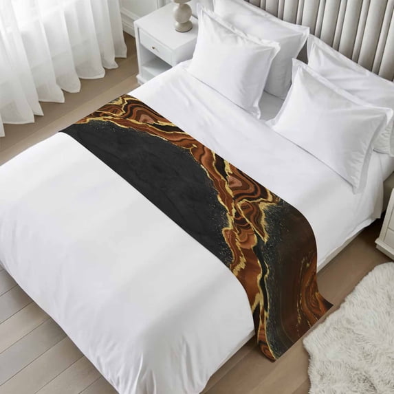 Bed Runner Brown Abstract Marble Bedding Scarves Soft Decorative Bed ...