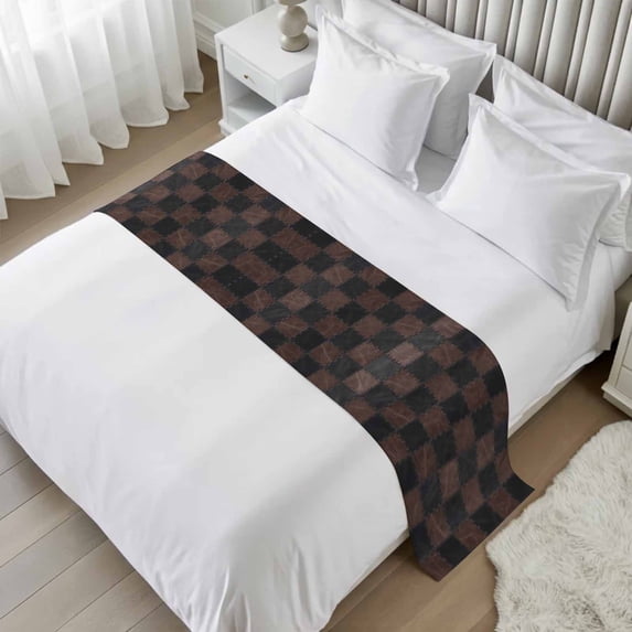 Bed Runner Brown Black Wood Grain Bedding Scarves Soft Decorative Bed ...