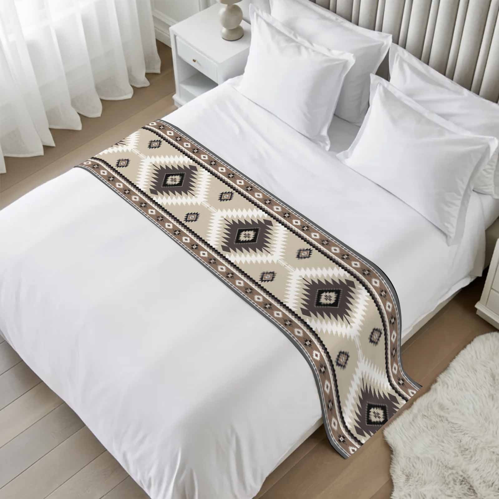 Bed Runner Brown Bohemian Bedding Scarves Soft Decorative Bed Flag ...