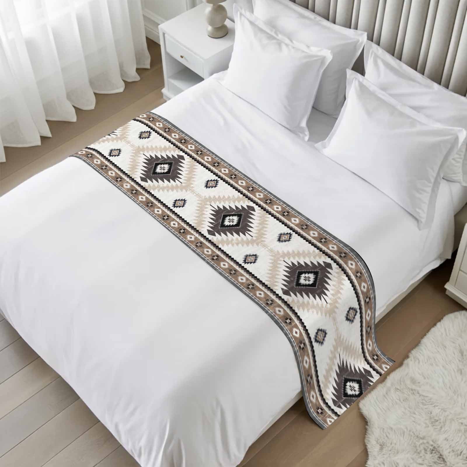 Bed Runner Brown Bohemian Bedding Scarves Soft Decorative Bed Flag ...