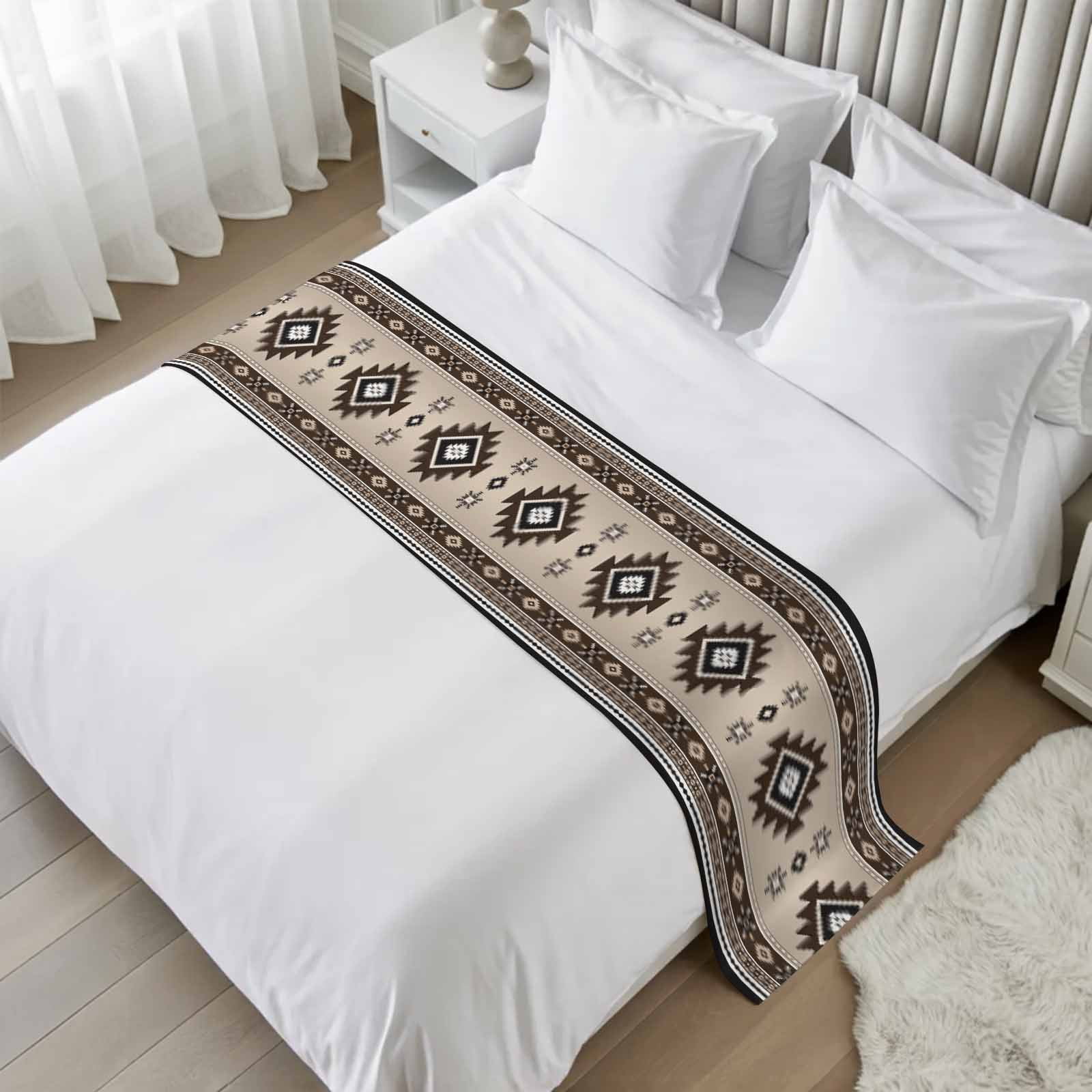 Bed Runner Brown Bohemian Bedding Scarves Soft Decorative Bed Flag ...