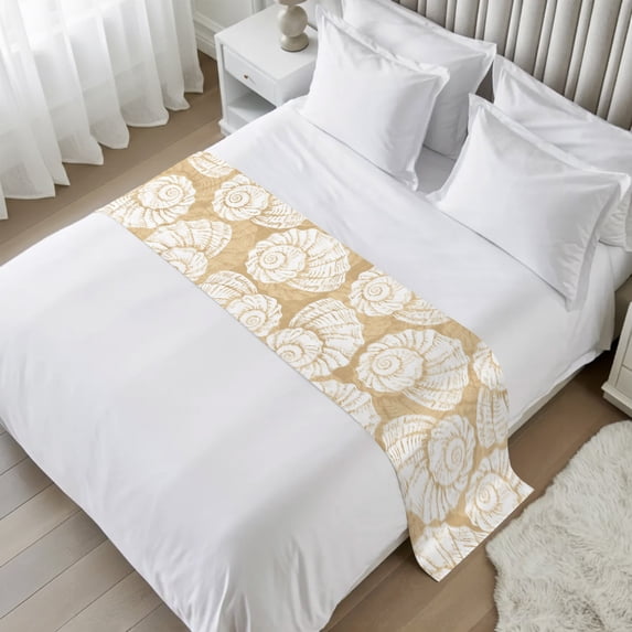 Bed Runner Brown Conch Shell Bedding Scarves Soft Decorative Bed Flag ...