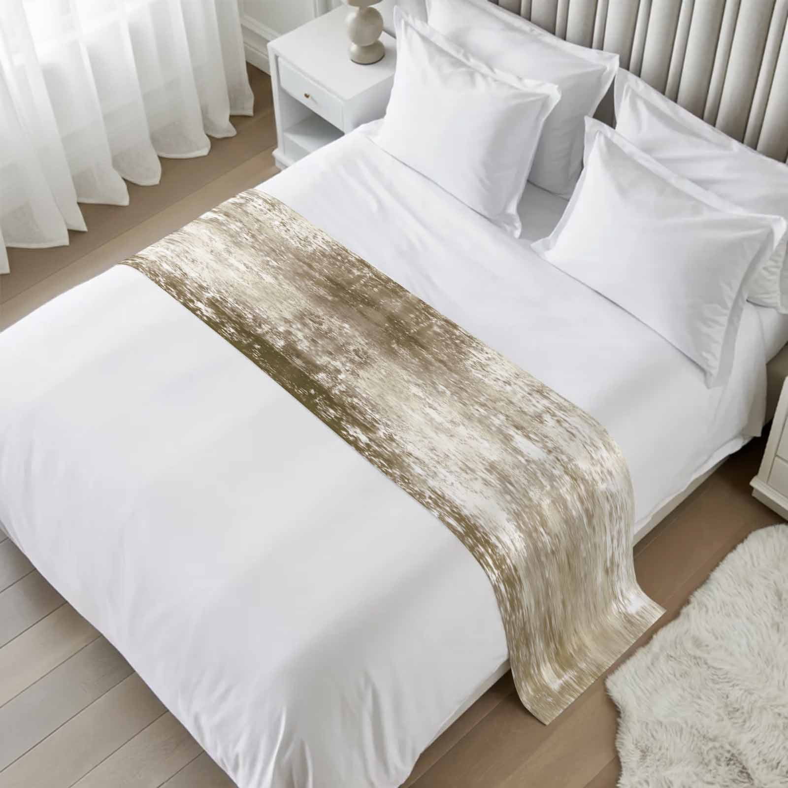 Bed Runner Brown Graffiti Bedding Scarves Soft Decorative Bed Flag ...