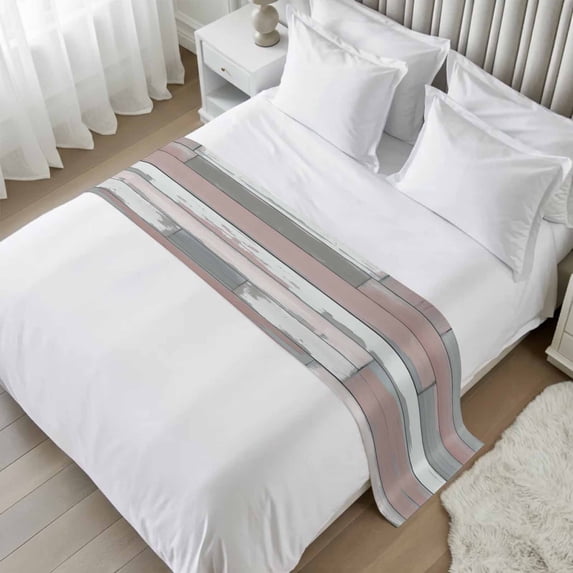 Bed Runner Brown Wood Grain Bedding Scarves Soft Decorative Bed Flag ...