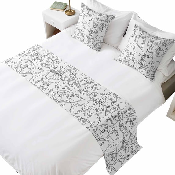 Bed Runner for Cal King Size Bed, Abstract Style 3 Pcs Bedding Runner ...