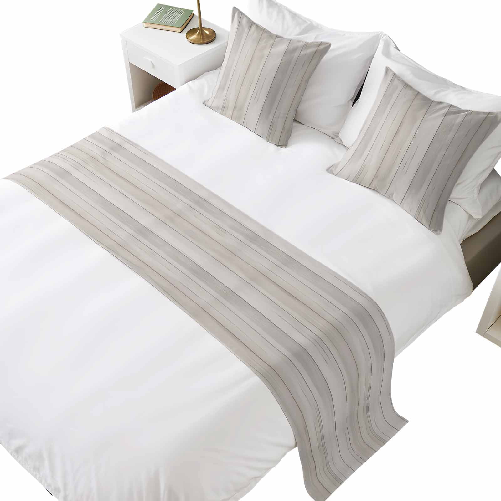 Bed Runner for Cal King Size Bed, Beige 3 Pcs Bedding Runner Set - 1 ...