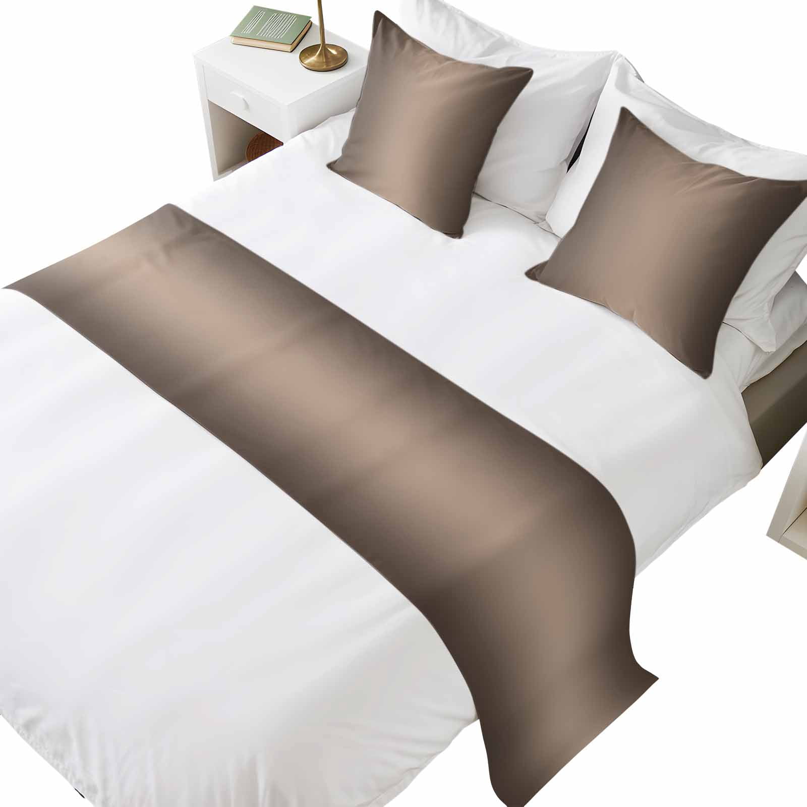 Bed Runner for Cal King Size Bed, Brown Ombre 3 Pcs Bedding Runner Set ...