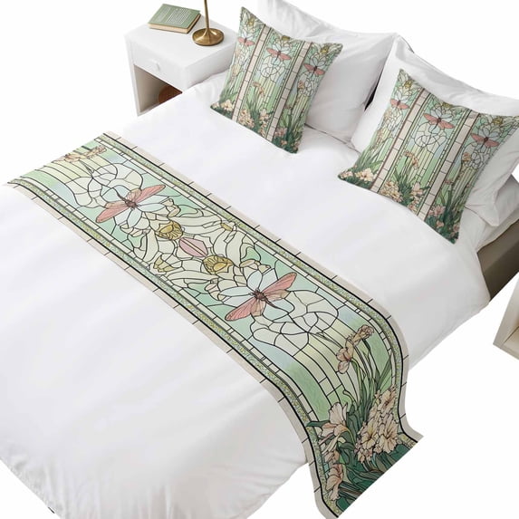 Bed Runner for Cal King Size Bed, Butterfly Flowers 3 Pcs Bedding ...