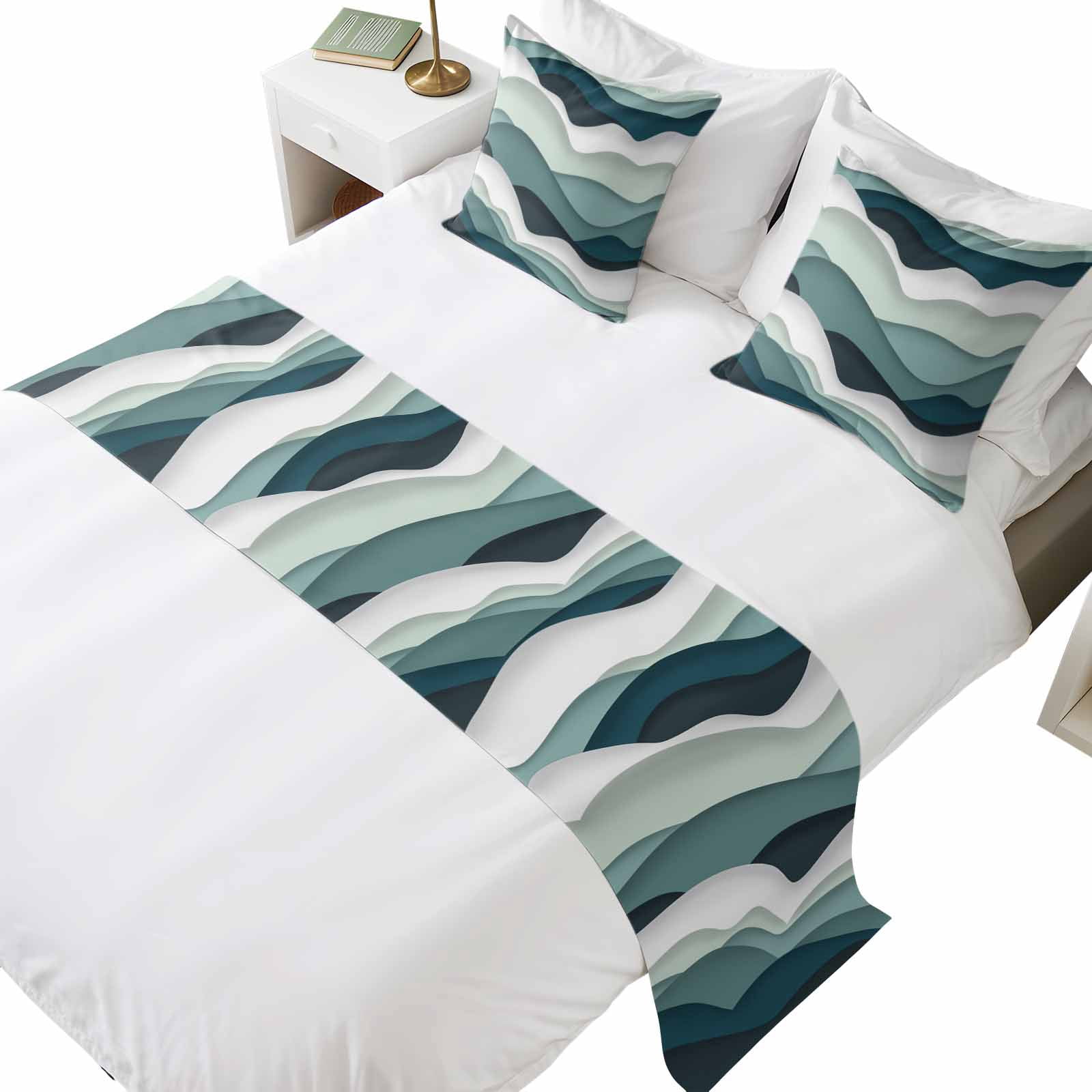 Bed Runner for Cal. King Size Bed, Dark Green Ombre Decorative Beds ...