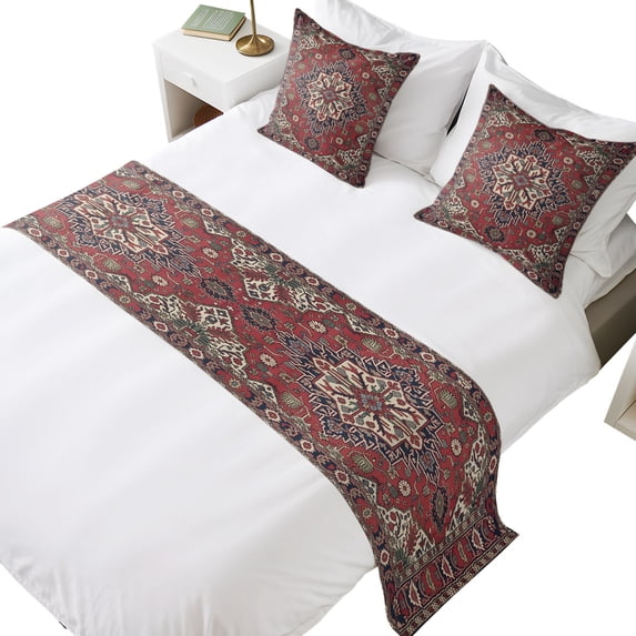 Bed Runner for Cal King Size Bed, Farmhouse Boho 3 Pcs Bedding Runner ...