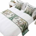 Bed Runner for Cal King Size Bed, Green Spring Botanical 3 Pcs Bedding ...