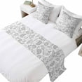 Bed Runner for Cal King Size Bed, Grey Farmhouse 3 Pcs Bedding Runner ...