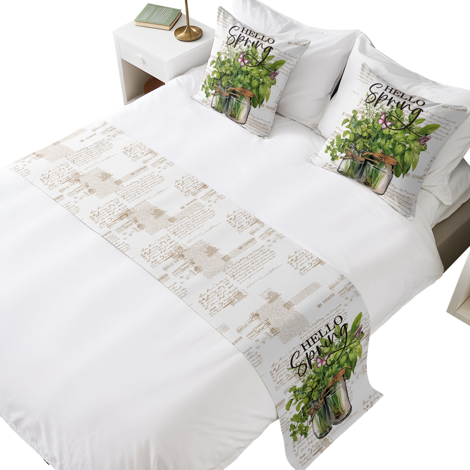 Bed Runner for Cal King Size Bed, Hello Spring 3 Pcs Bedding Runner Set ...