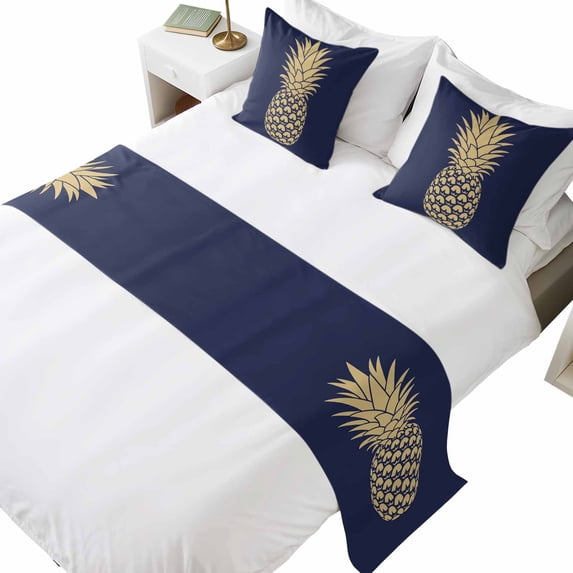 Bed Runner for Cal King Size Bed, Pineapple 3 Pcs Bedding Runner Set ...