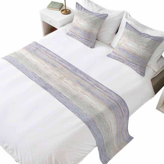 Bed Runner for Cal King Size Bed, Purple Grey 3 Pcs Bedding Runner Set ...