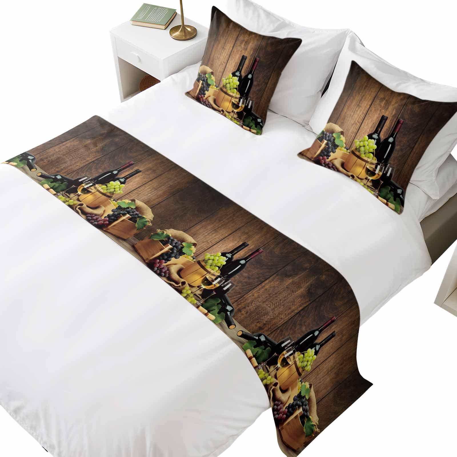 Bed Runner for Cal King Size Bed, Red Wines 3 Pcs Bedding Runner Set ...