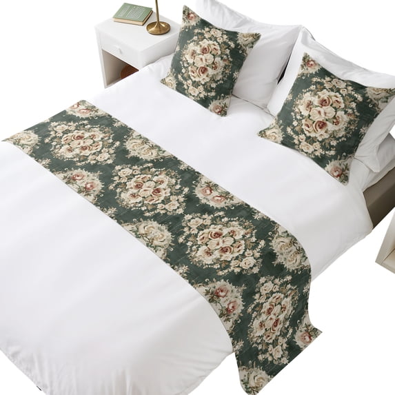 Bed Runner for Cal King Size Bed, Retro Flower Boho 3 Pcs Bedding ...