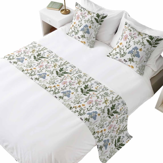Bed Runner for Cal King Size Bed, Spring Summer Floral 3 Pcs Bedding ...