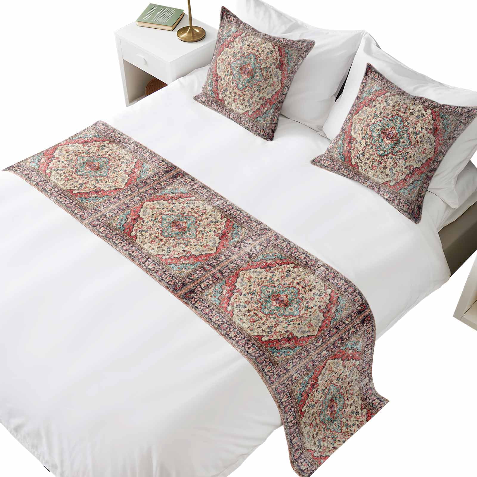 Bed Runner for Cal King Size Bed, Vintage Boho 3 Pcs Bedding Runner Set ...