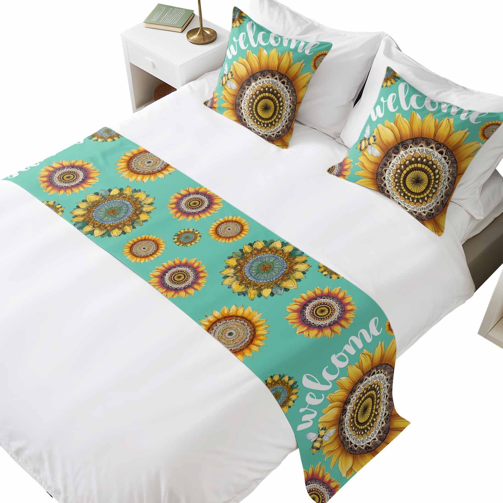 Bed Runner for Cal. King Size Bed, Welcome Decorative Beds Runners and ...