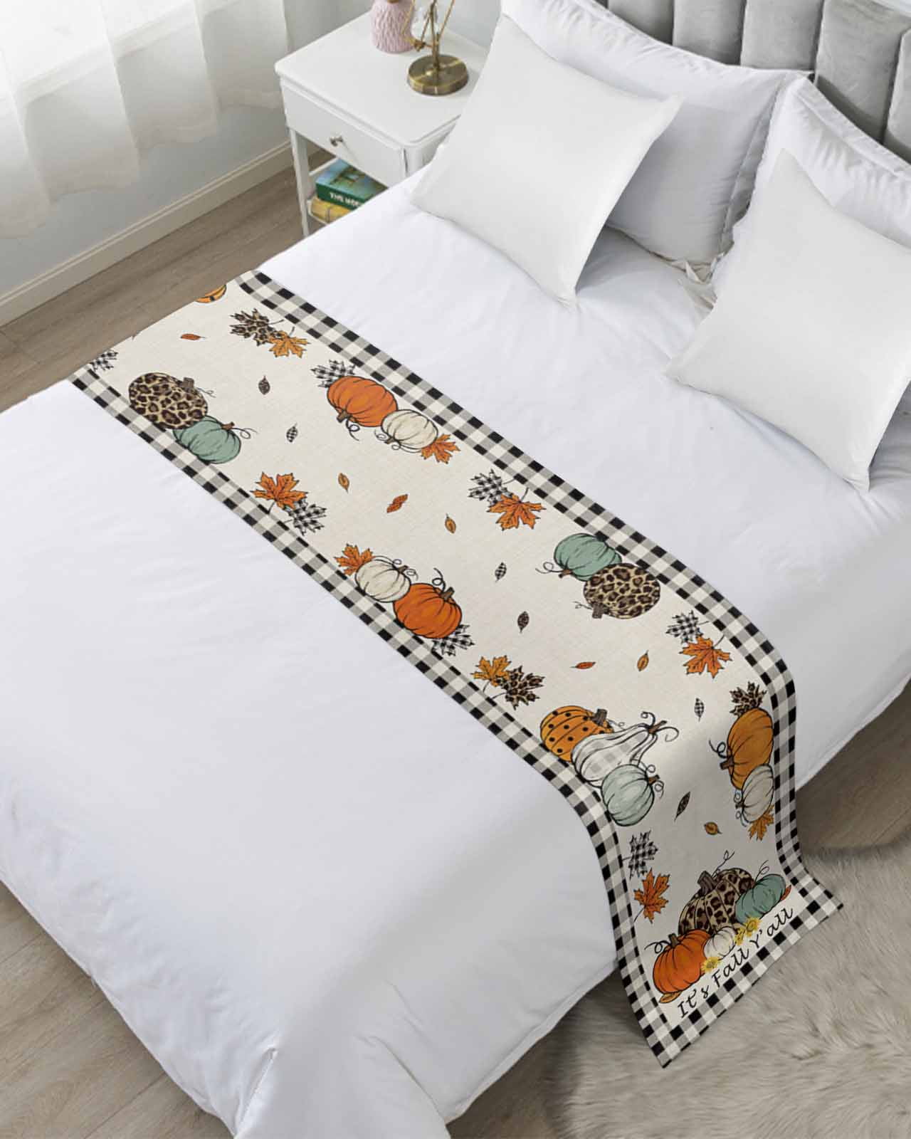 Bed Runner for Cal.King Size, Fall Decorative Scarf Throws for Foot of ...