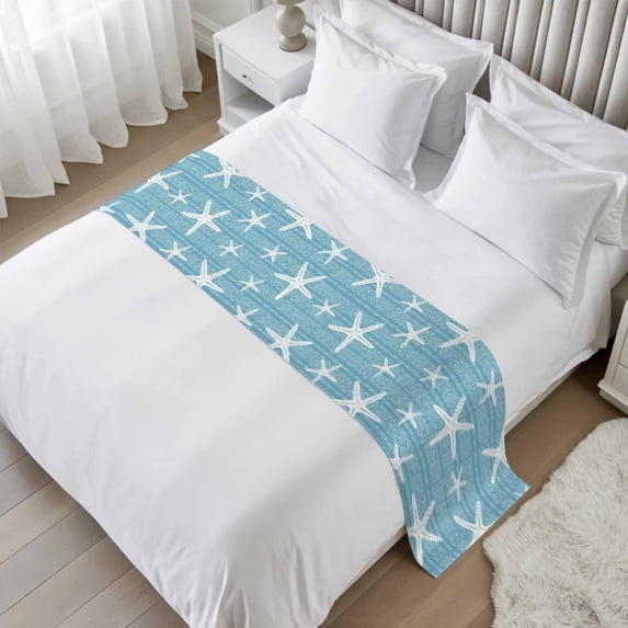 Bed Runner Coastal Starfish Bedding Scarves Soft Decorative Bed Flag ...