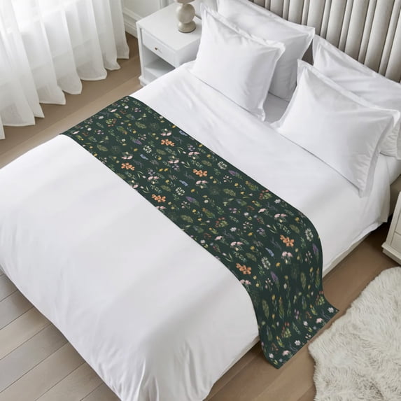 Bed Runner Colorful Spring Wildflowers Bedding Scarves Soft Decorative ...