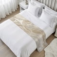 Bed Runner Cream Marble Bedding Scarves Soft Decorative Bed Flag Beige ...