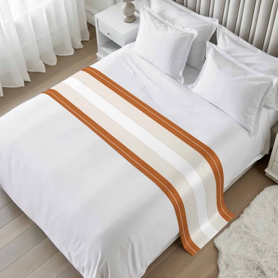 Bed Runner Cream Striped Bedding Scarves Soft Decorative Bed Flag Ombre ...