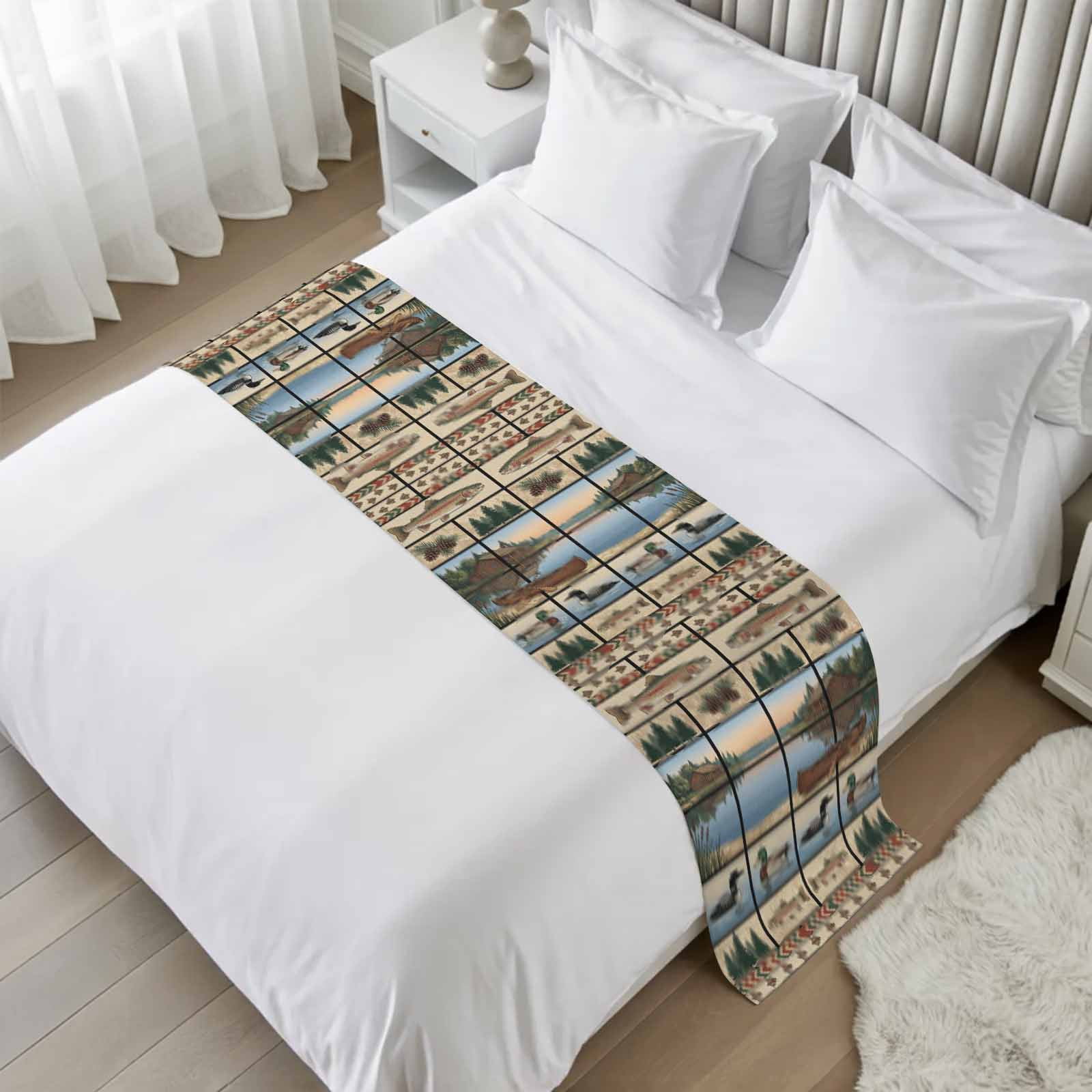 Bed Runner Duck Fish Bedding Scarves Soft Decorative Bed Flag Pine ...