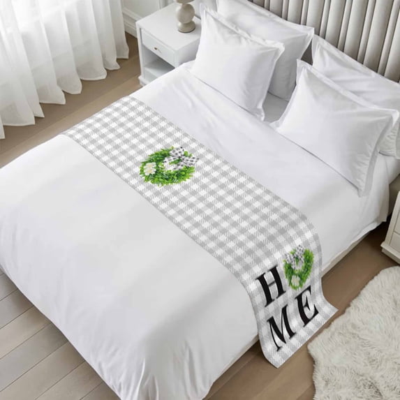 Bed Runner Eucalyptus Leaf Bow Tie Wreath Bedding Scarves Soft ...