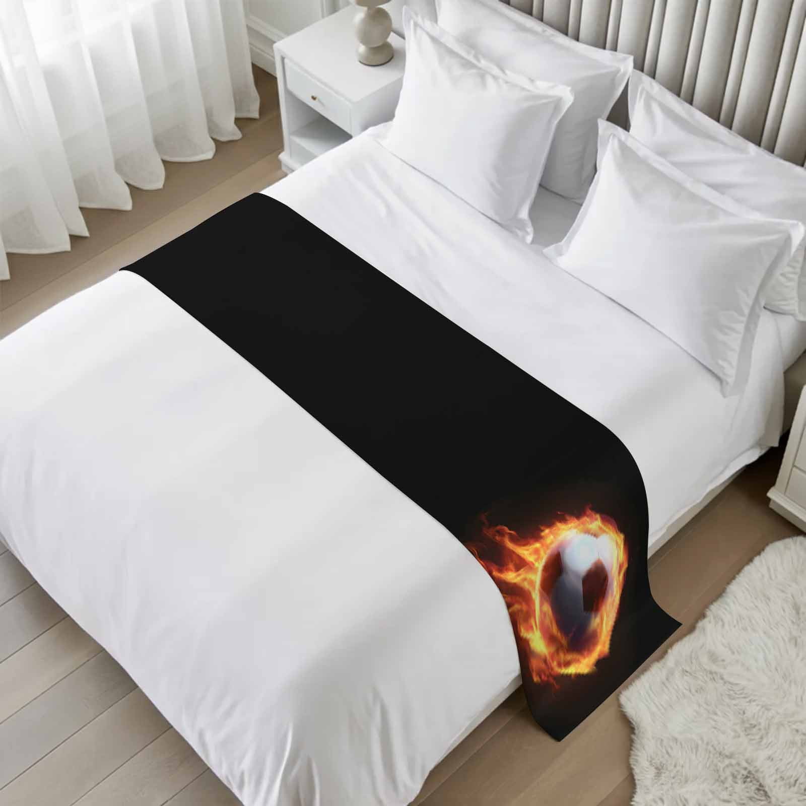 Bed Runner Flame Soccer Bedding Scarves Soft Decorative Bed Flag Sports ...