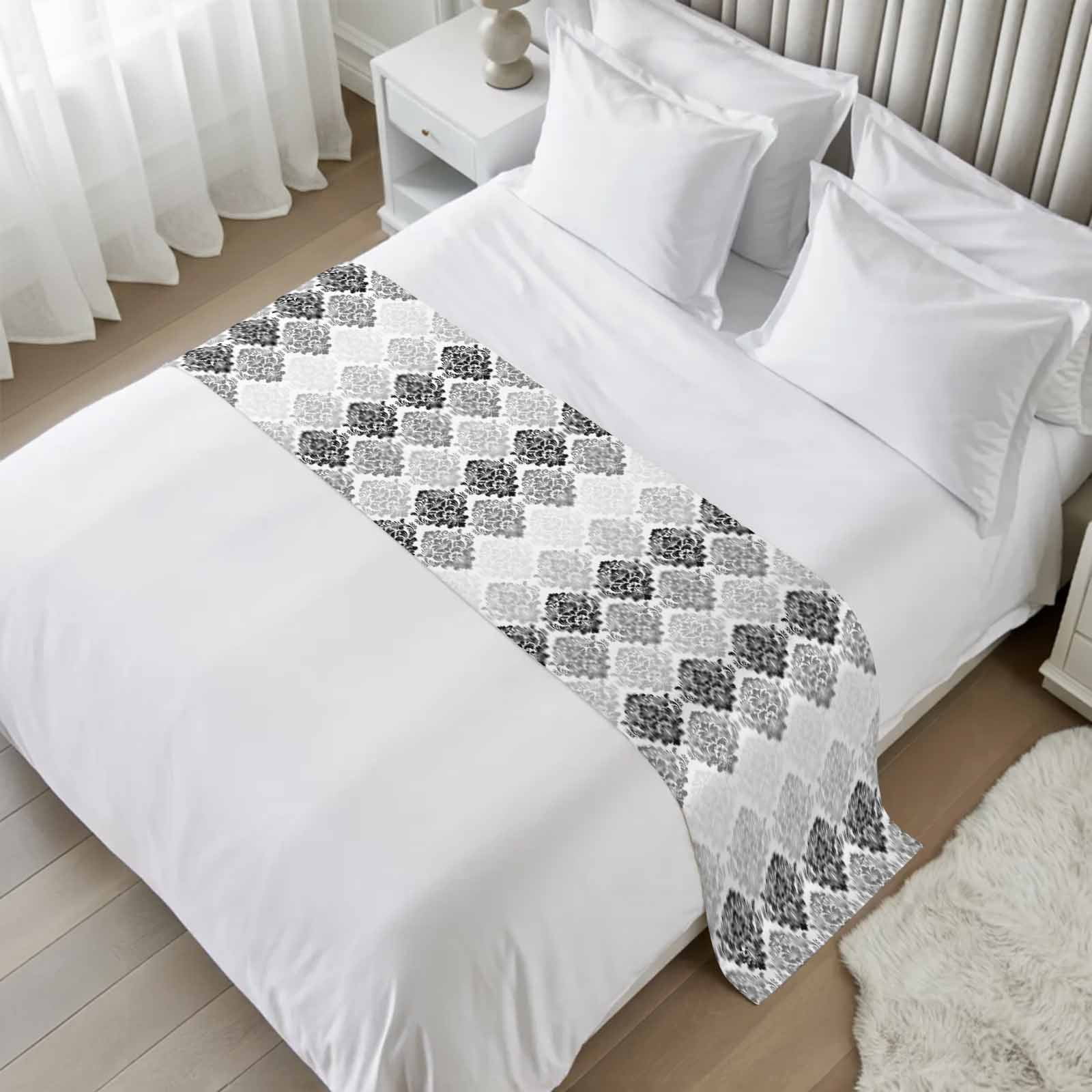 Bed Runner Floral Damask Pattern Bedding Scarves Soft Decorative Bed ...