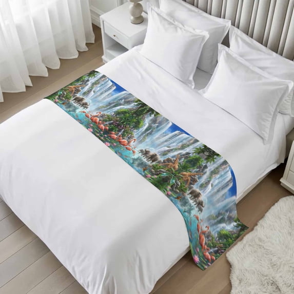 Bed Runner Forest Animal Bedding Scarves Soft Decorative Bed Flag ...