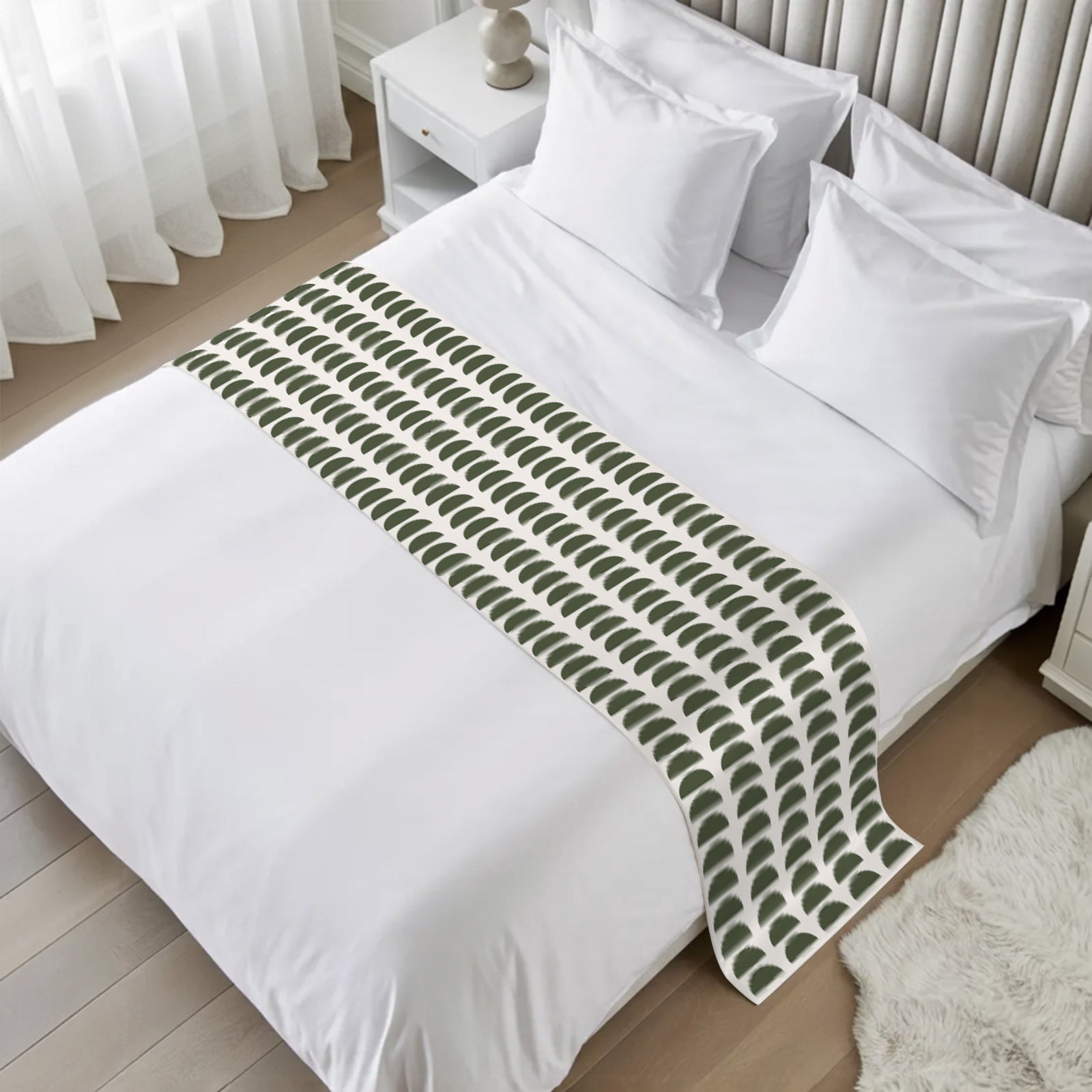 Bed Runner Forest Green Arcs Bedding Scarves Soft Decorative Bed Flag ...