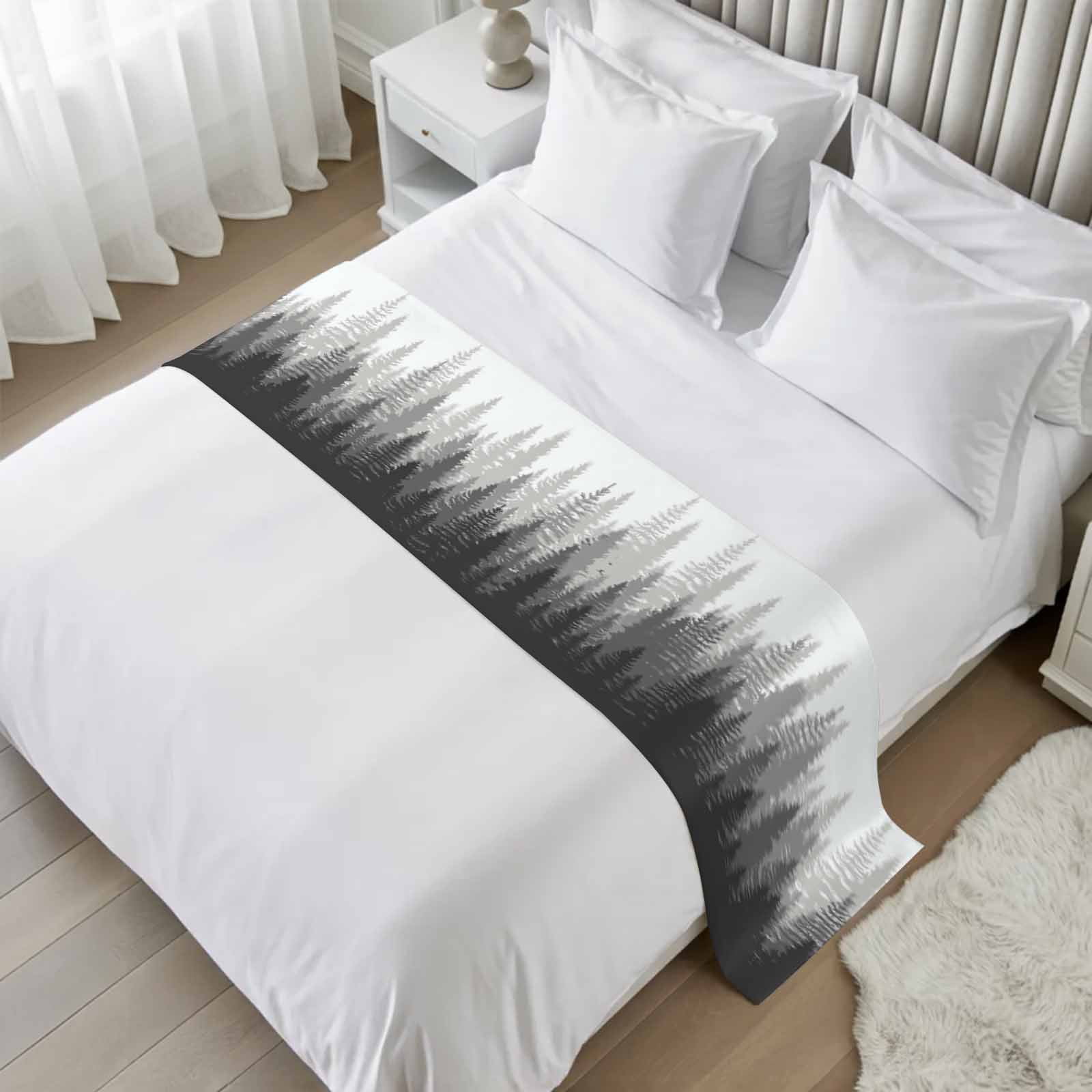 Bed Runner Forest Tree Bedding Scarves Soft Decorative Bed Flag Misty ...