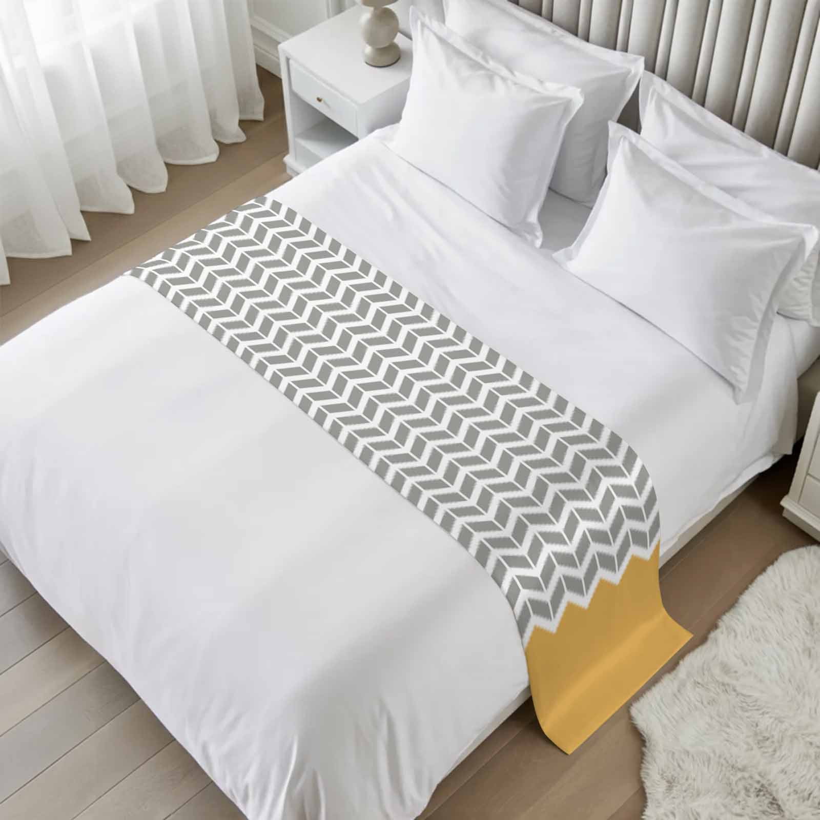 Bed Runner Geometric Chevron Orange Bedding Scarves Soft Decorative Bed ...