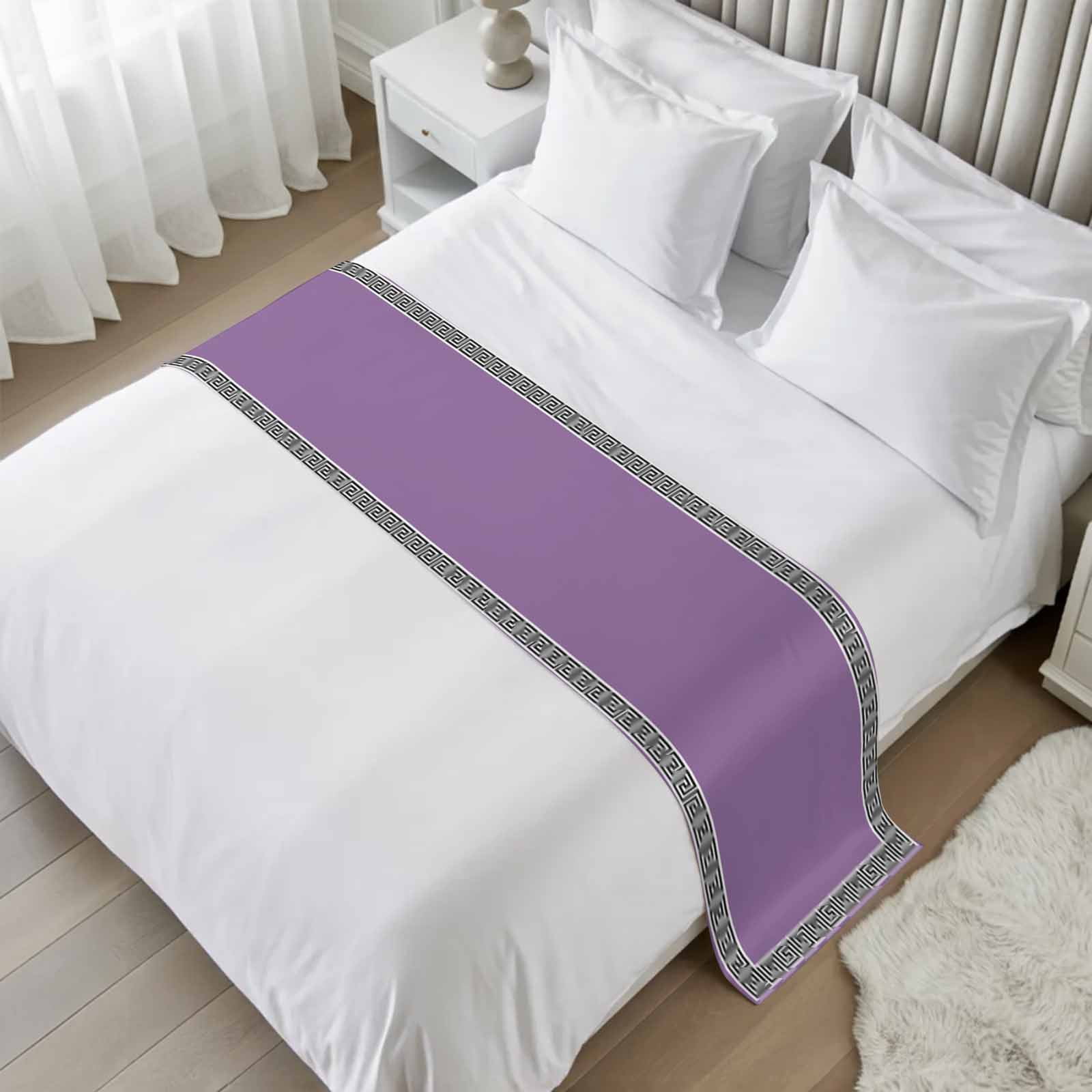 Bed Runner Geometric Greek Key Design Bedding Scarves Soft Decorative ...