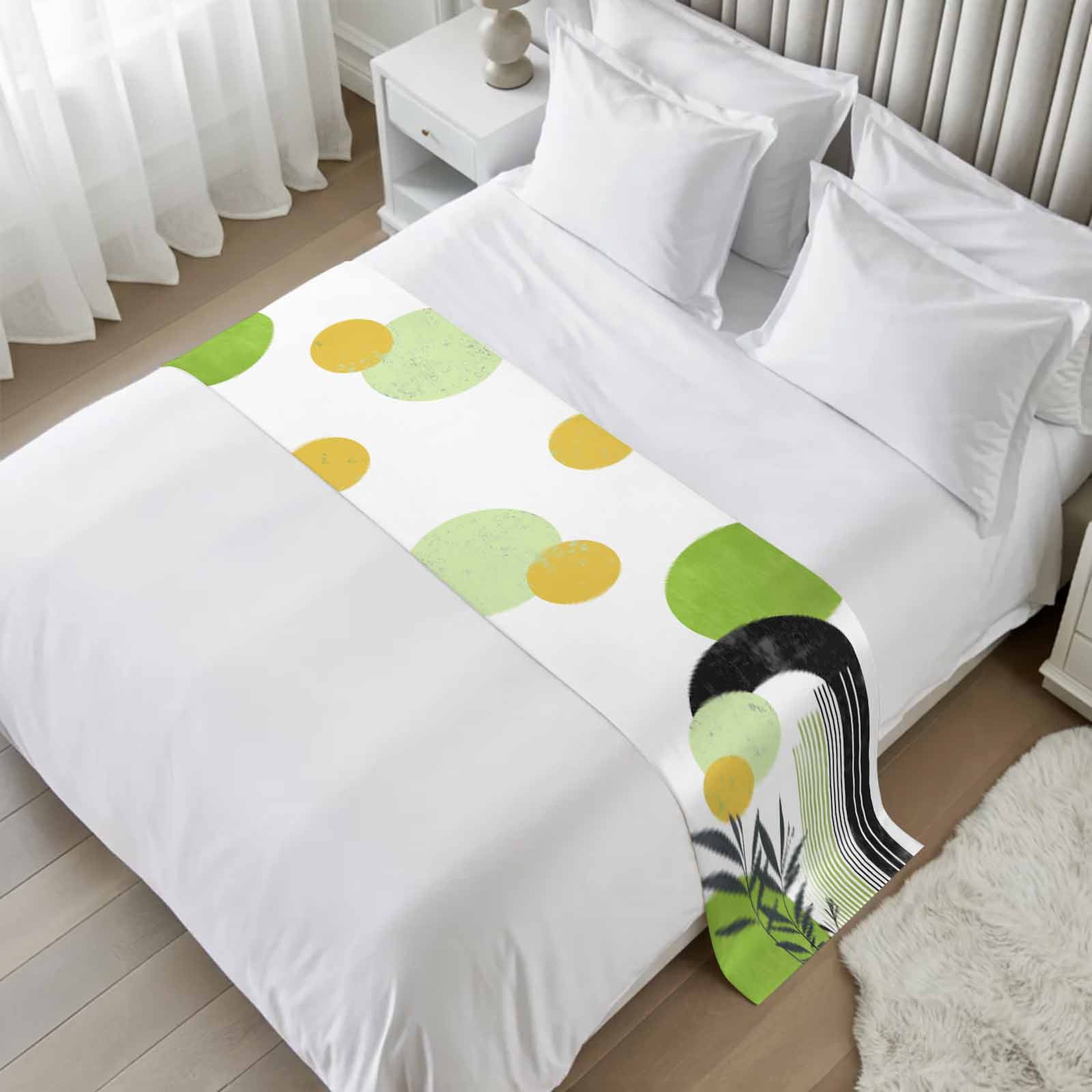 Bed Runner Green Boho Bedding Scarves Soft Decorative Bed Flag ...