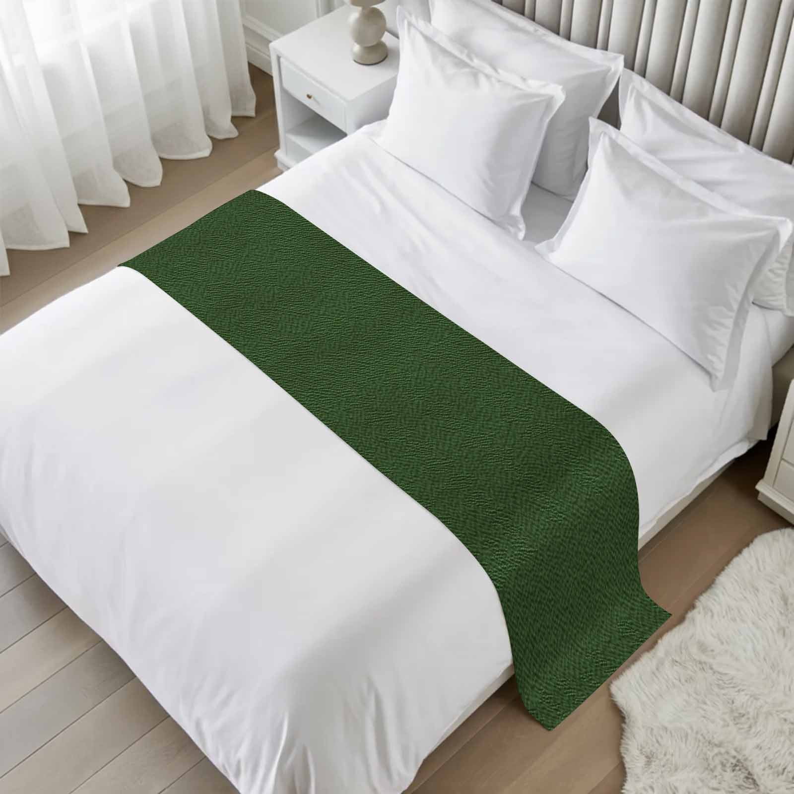 Bed Runner Green Leather Texture Bedding Scarves Soft Decorative Bed ...