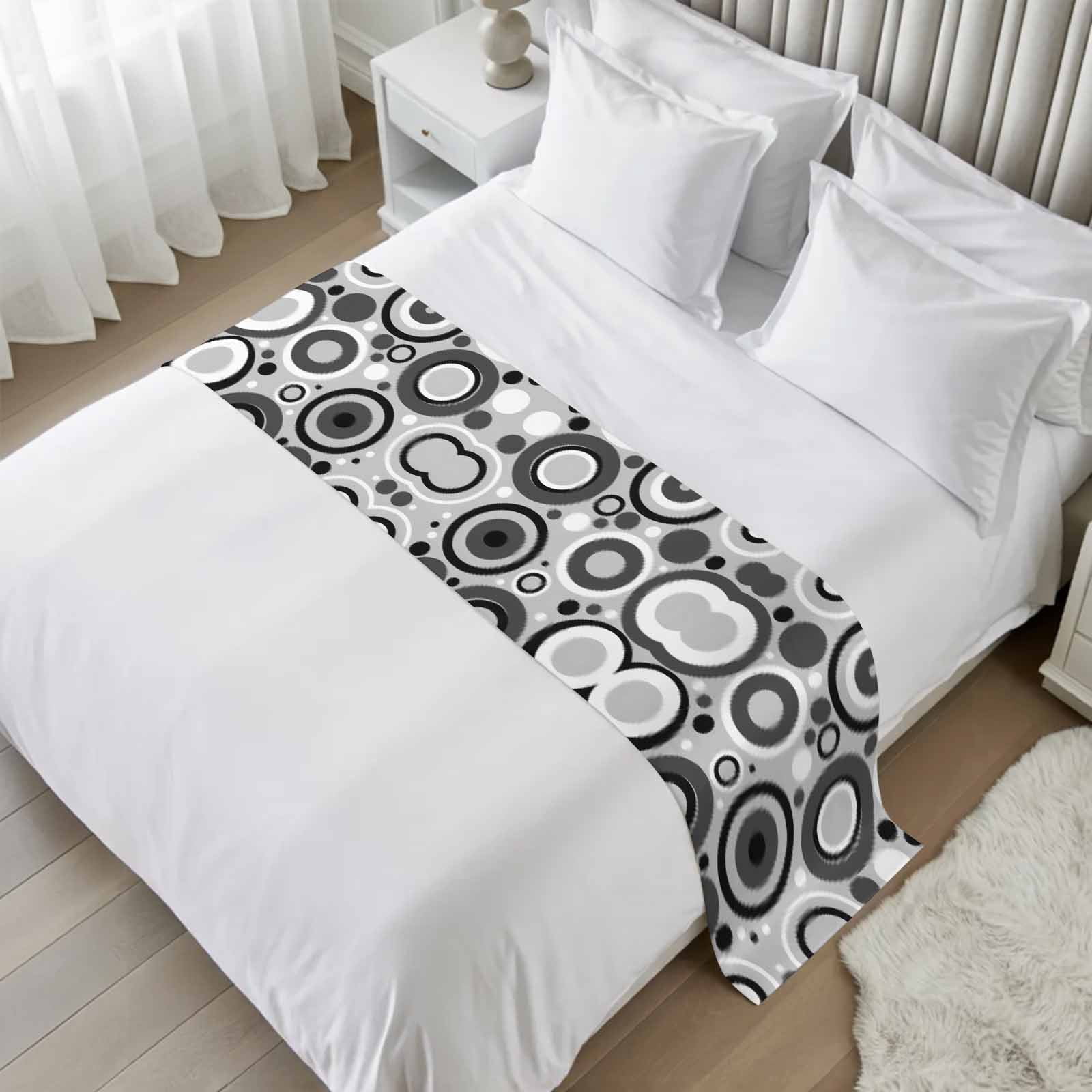 Bed Runner Grey Geometric Circle Bedding Scarves Soft Decorative Bed ...