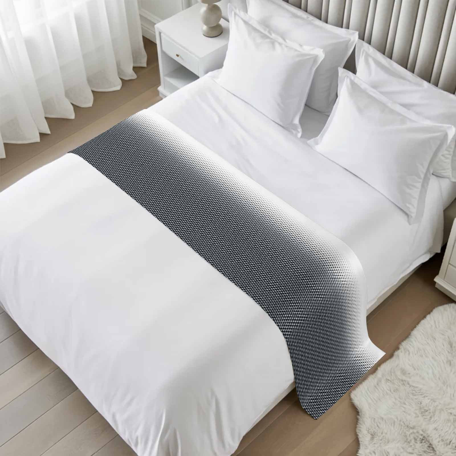 Bed Runner Grey Polka Dots Ombre Bedding Scarves Soft Decorative Bed ...