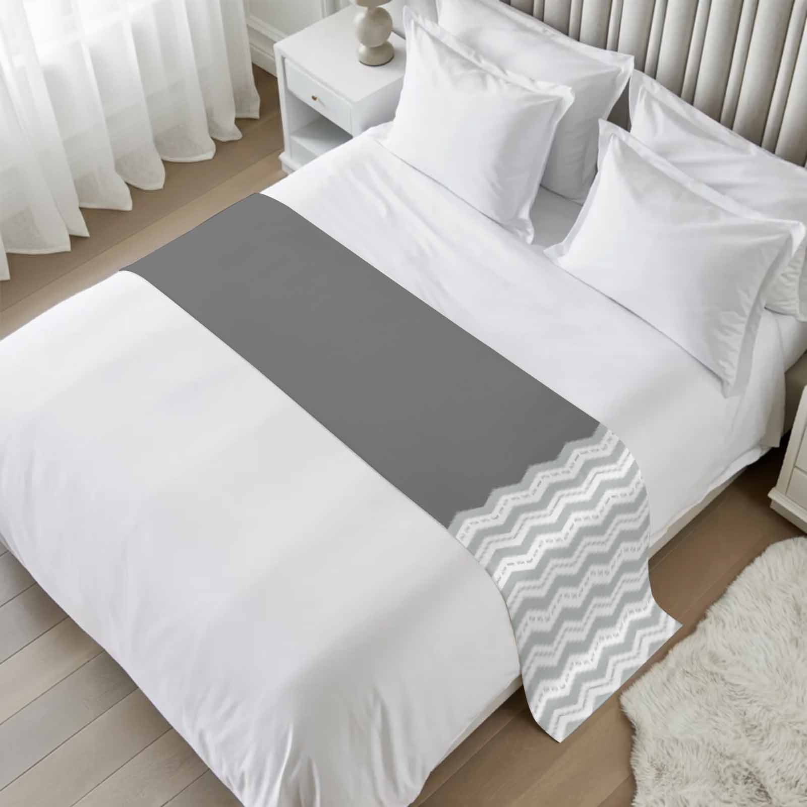 Bed Runner Grey Waves Bedding Scarves Soft Decorative Bed Flag Chevron ...