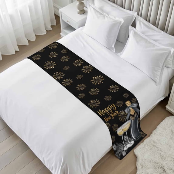 Bed Runner Happy New Year Bedding Scarves Soft Decorative Bed Flag ...