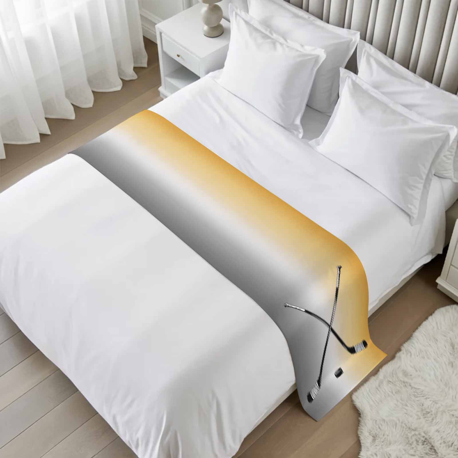 Bed Runner Hockey Player Bedding Scarves Soft Decorative Bed Flag ...