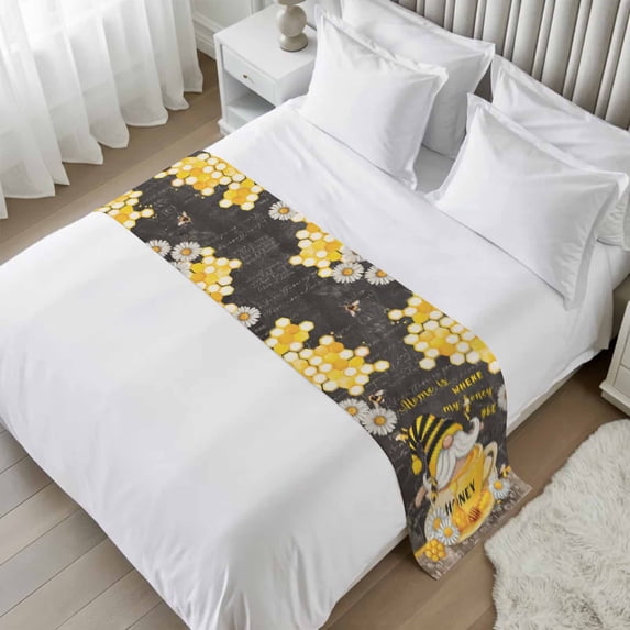 Bed Runner Honey Bee Gnome Bedding Scarves Soft Decorative Bed Flag ...