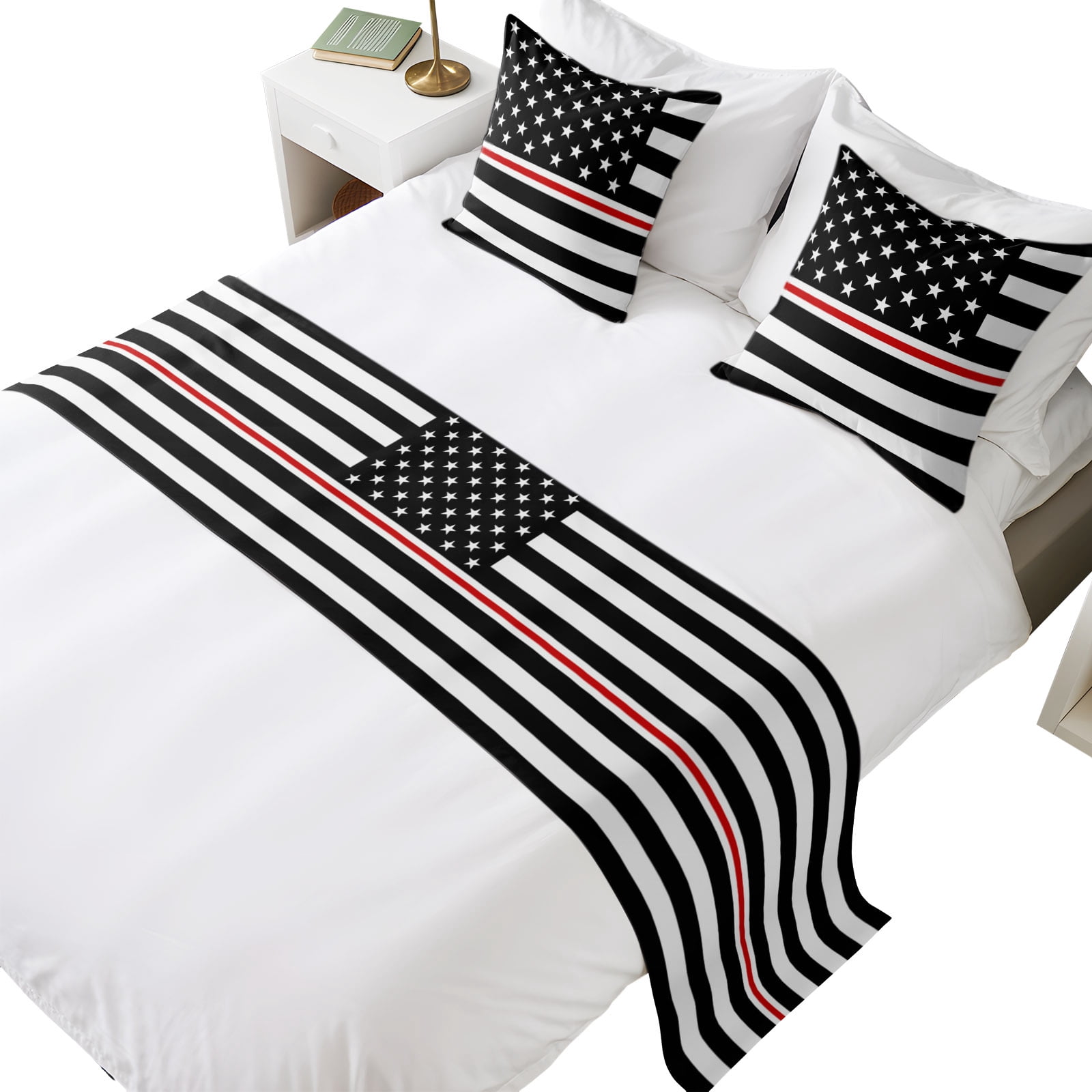 Bed Runner for King Size Bed, American Flag 3 Pcs Bedding Runner Set ...