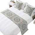 Bed Runner for King Size Bed, Beige Teal Boho 3 Pcs Bedding Runner Set ...
