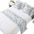 Bed Runner for King Size Bed, Blue Flower 3 Pcs Bedding Runner Set - 1 ...